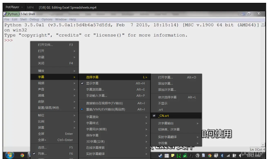PotPlayer如何外挂中英文双字幕及使用自动翻译功能_学术FUN